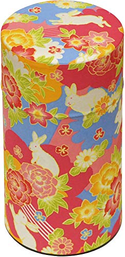 花うさぎ/7.5×14.2×7.5cm/792023・Color:花うさぎ・パッケージ個数:1・和紙のふるさと、｢美濃」の和紙を使った和情緒あふれる茶筒。・[サイズ]約径7.5×高さ14.2cm・[重量]約100g・茶葉約200g入ります。...