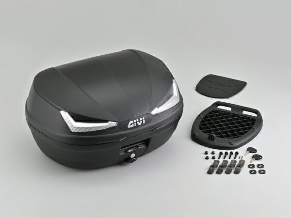 2ボタンフラップ採用、以前販売していたフルフェイスヘルメットが2つ入るE450を踏襲したモノロックケースの新モデル。 ・カラー：TECH未塗装ブラック ・容量：45L ・サイズ（外側）：奥行415×幅555×高さ325（mm) ・重量（ベー...
