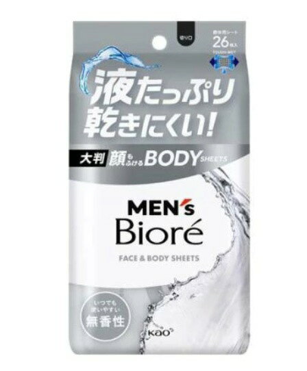 商品情報【メンズビオレ 顔もふけるボディシート 無香性の商品詳細】●顔もふけるボディシート●TOUGH-WET SHEET●液たっぷり●厚手で丈夫●乾きにくい●大判サイズ●いつでも使いやすい無香性●シートサイズ 260×200mm●全身のベ...