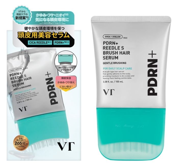 商品情報頭皮にハリとうるおいを与える、ブラシ一体型容器に入った頭皮用美容セラム。たっぷり使える100mLサイズ。天然美容針(※1)とCICA成分(※2)を組み合わせた「VT」ならではのCICA REEDLE®を、頭皮ケアにも応用。植物性PD...