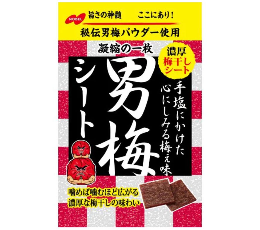 商品情報濃厚な梅の味わい男梅から梅ぼしシートが登場！噛めば噛むほどしみ出す濃厚な梅の味わいが楽しめるシート菓子です。●内容量：27g●原材料名：梅肉（梅（中国）、食塩）、コーンスターチ、砂糖、水飴/酸味料、調味料（アミノ酸等）、ソルビトール...