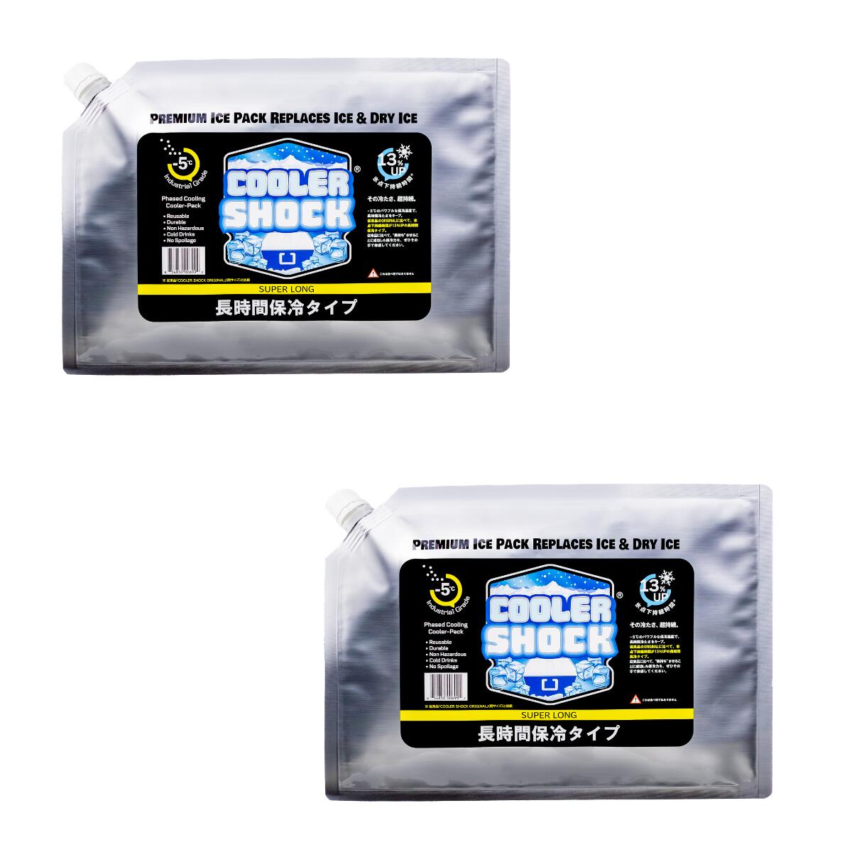 【医療用に開発された技術を応用】 強力な保冷剤クーラーショックは血液輸送の技術を応用し誕生。温度は-7.8℃を長時間維持するように設計、クーラーボックスの保冷も長時間キープも可能です 【氷より冷たい-5℃をキープ！】 氷は速く温度が上がり0...