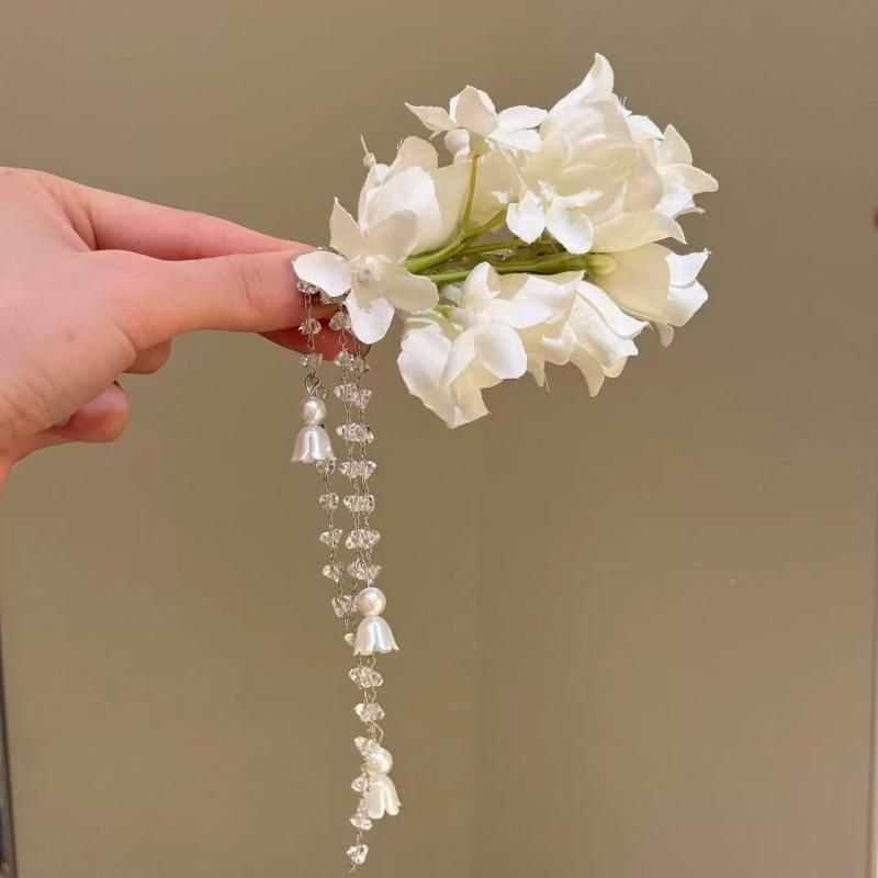・素材: 布・加工: 手作り・種類: 鴨嘴クリップ・カラー: ホワイト・柄: 植物花柄・スタイル: 田園風・スタイル分類: 清新で甘い・カテゴリ: ヘアアクセサリー・対象: 女性