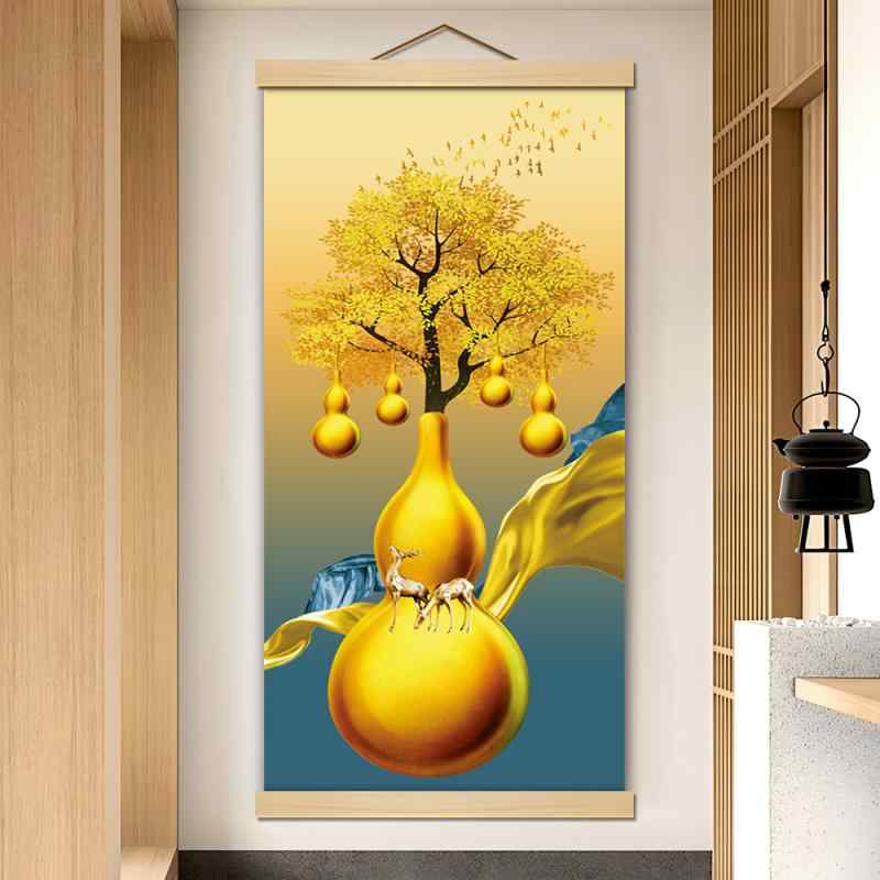 ・素材: 絹・技法: アートマイクロジェット・カテゴリ: 巻物絵画・テーマ: 風景画・フレーム: プラスチック・柄: 福禄寿喜財、福星高照、百福図、瓢箪金運の木、金玉満堂、五福臨門、平安富貴・サイズ展開: 40×80cm、50×100cm、...