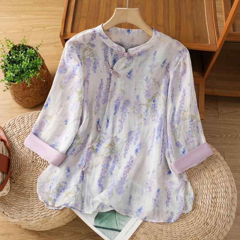 ・カテゴリ: シャツ・スタイル: レトロ、快適カジュアル・主な素材: ポリエステル・ネックライン: クルーネック・袖丈: 七分袖・袖タイプ: レギュラー・柄: プリント・シルエット: ルーズフィット・着丈: 普通丈・デザイン: プルオーバー...