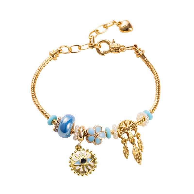 ・素材: 銅・加工方法: 滴油・対象: 女性・カラー展開: スカイブルー、ピンク、ホワイト・モチーフ: 目・スタイル: クール系・カテゴリ: ブレスレット