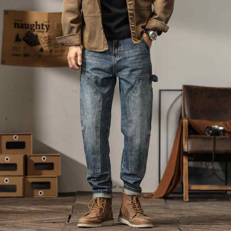 ・カテゴリ: デニムパンツ・スタイル: カジュアル・性別: メンズ・素材: 綿100%・加工: ウォッシュ加工、防シワ加工・シルエット: ルーズフィット・丈: フルレングス・ウエスト: ミドルライズ・フロント: ジップフライ・裾: 小さめス...