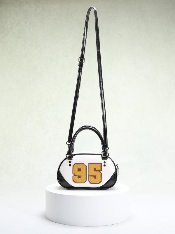 ・カラー展開: ライトブラウン、ブラック・スタイル: ボーダーレスファッション・素材: PU・バッグタイプ: ホーボーバッグ・サイズ: 小型・デザイン要素: 数字、配色・裏地素材: ポリエステル・バッグ形状: 楕円形・開閉方式: ファスナー...