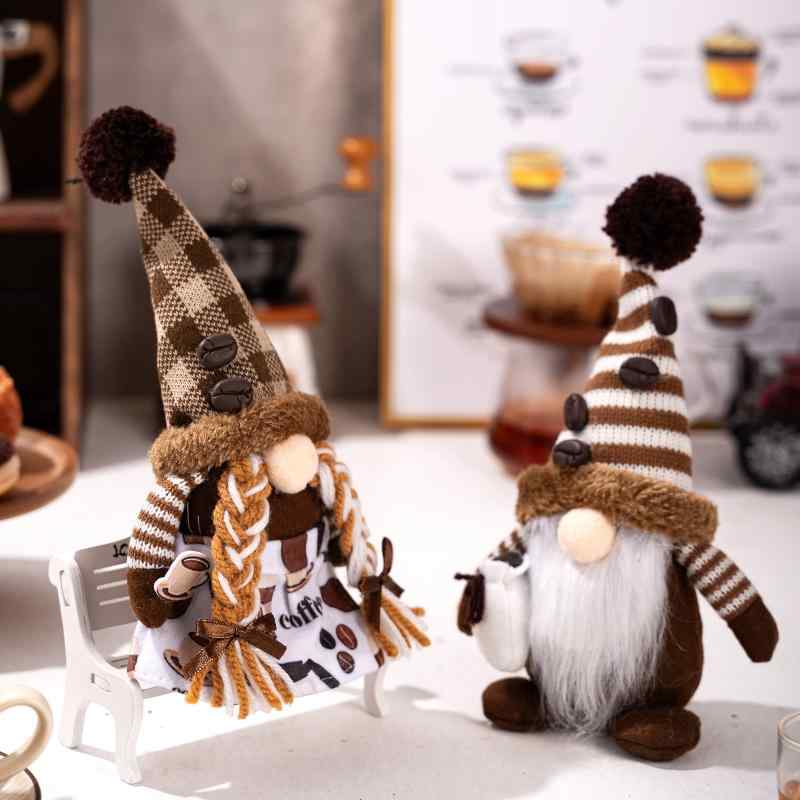 ・主な素材: ポリエステル、布・カラー展開: 珈琲豆の妖精 (男性), 珈琲豆の妖精 (女性)・スタイル: クリスマス風・適用祝日: クリスマス