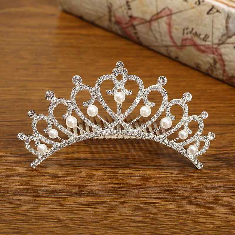 ・カテゴリ: ヘアアクセサリー・スタイル: 韓国風・対象: 女性・形状: クラウン・素材: 合金パール・仕上げ: 銀メッキ・装飾: ラインストーン
