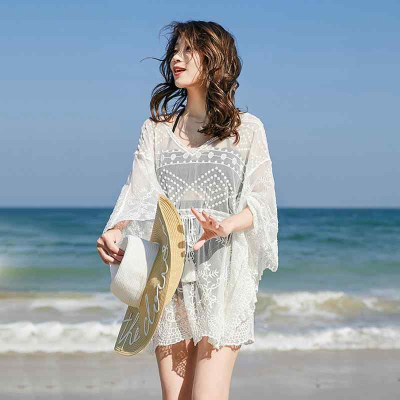 ・対象年齢: 18-24歳・対象: 女性・素材: レース（ポリエステル100%）・重さ: 約200g・裏地素材: ポリエステル100%・カラー展開: ホワイト、ブラック・サイズ展開: フリーサイズ・スタイル: ビーチカップルセット