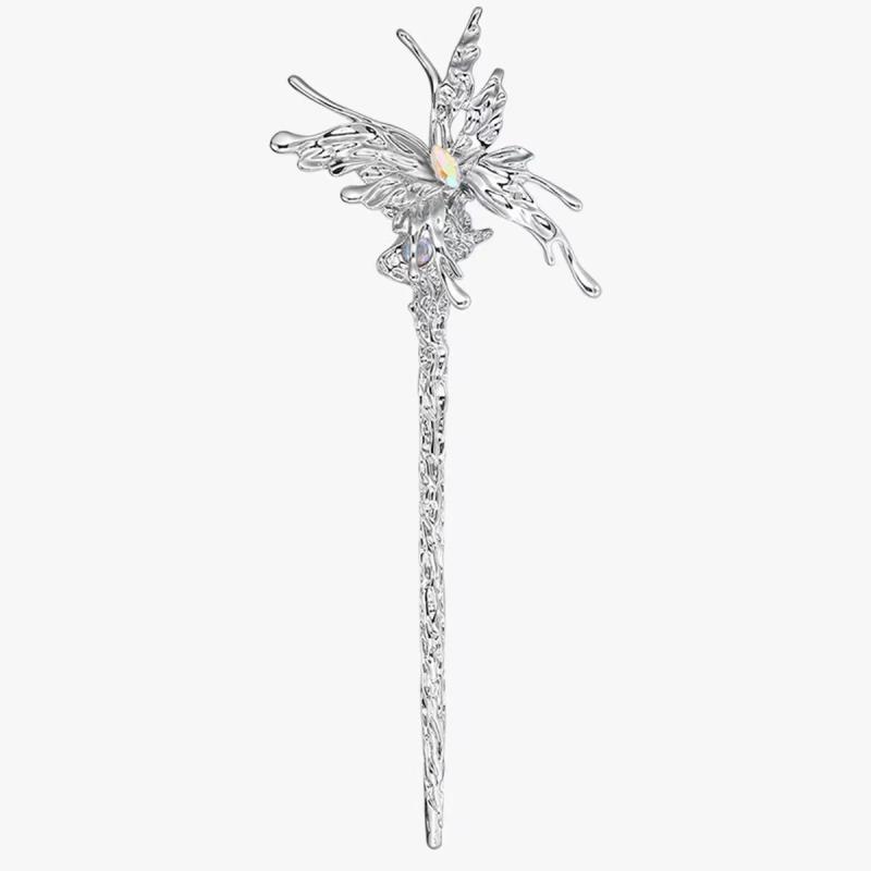 ・カテゴリ: 頭飾・スタイル: 新中式・素材: 金属・形状: 蝶・加工方法: メッキ・カラー展開: 黒钻蝶、紫钻蝶、AB銀色蝶、緑色蝶