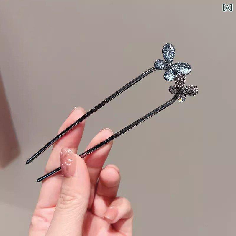 ・カテゴリ: ヘアアクセサリー・主な素材: 合金・装飾: ラインストーン・デザイン: バタフライ、花・スタイル: ファッション・対象: 女性