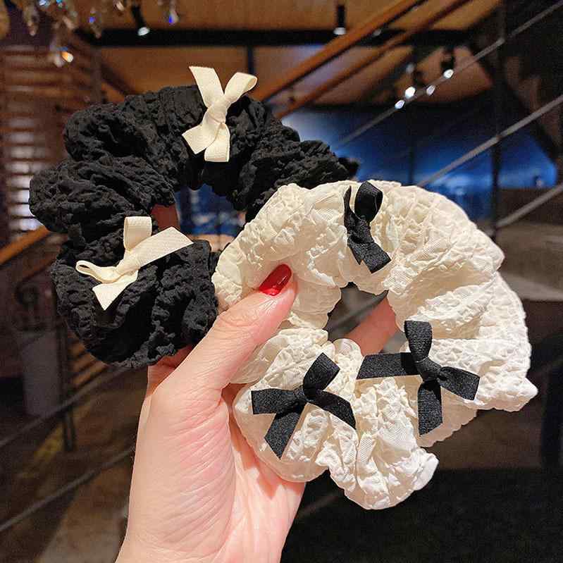 ・カテゴリ: ヘアゴム・スタイル: 韓国風・素材: 布・性別: 女性用・形状: リボン・カラー展開: ホワイト、ブラック