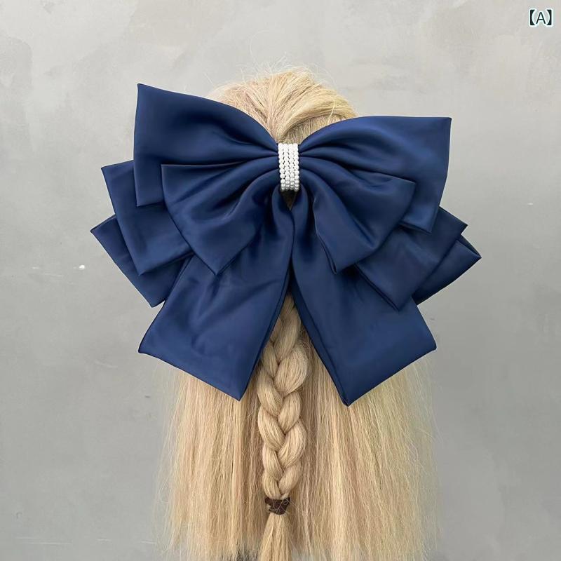 ・カテゴリ: ヘアアクセサリー・スタイル: リボン・主な素材: 布・装飾: パール・種類: スプリングクリップ・カラー展開: ネイビー、ブラック、パープル、グレー、ピンク・対象: 女性