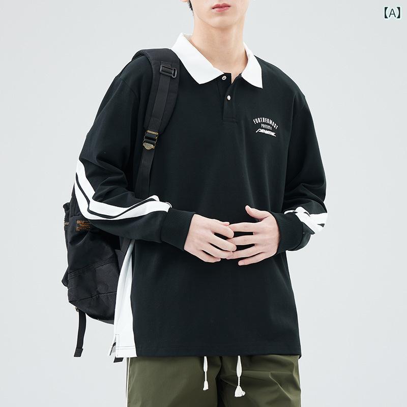 ["・カテゴリ: Tシャツ、・スタイル: ベーシック、カジュアル、・主な素材: 綿96%以上、・柄: アルファベット、・フィット: ルーズ、・デザインタイプ: プルオーバー、・ネックライン: 襟付き、・袖丈: 長袖、・厚さ: 普通...