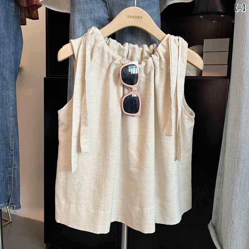 ・カテゴリ: シャツ・主な素材: シェニール（スパンデックス30%未満）・柄: 無地・袖丈: ノースリーブ・シルエット: ルーズ・ネックライン: クルーネック・袖の形状: プリンセススリーブ・カラー展開: アプリコット、ピンク・サイズ展開:...