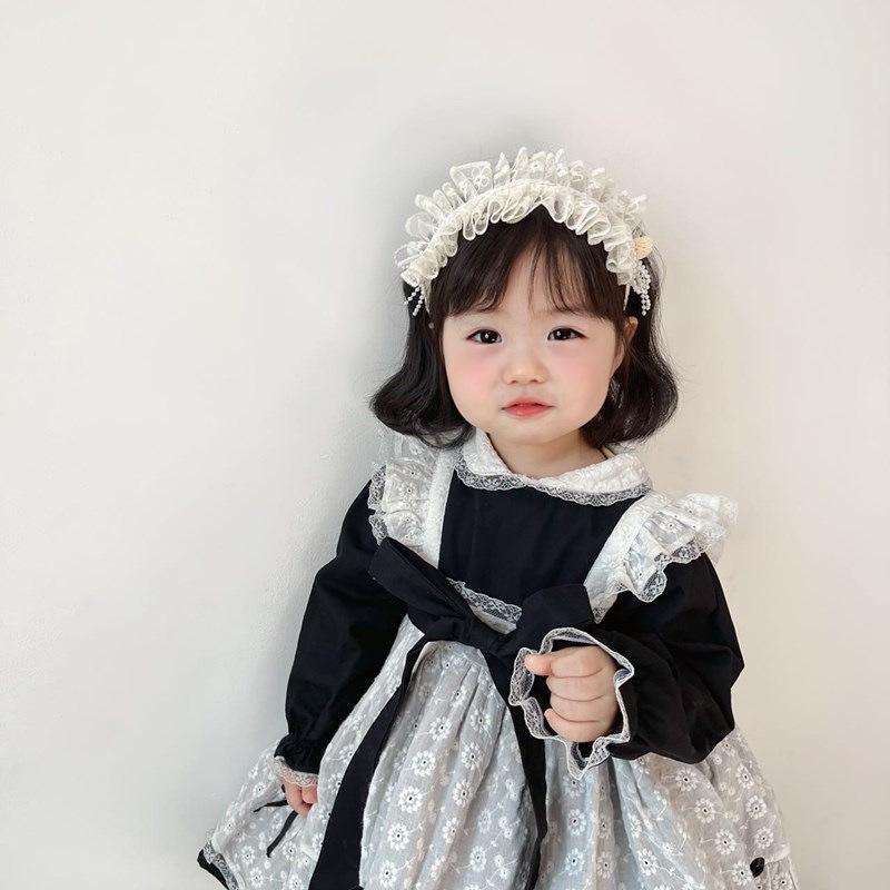 ・スタイル: レトロ・素材: 布・カラー展開: ピンク、ベージュ・カテゴリ: ヘアバンド・ターゲット: 子供・デザイン: レース、レトロ