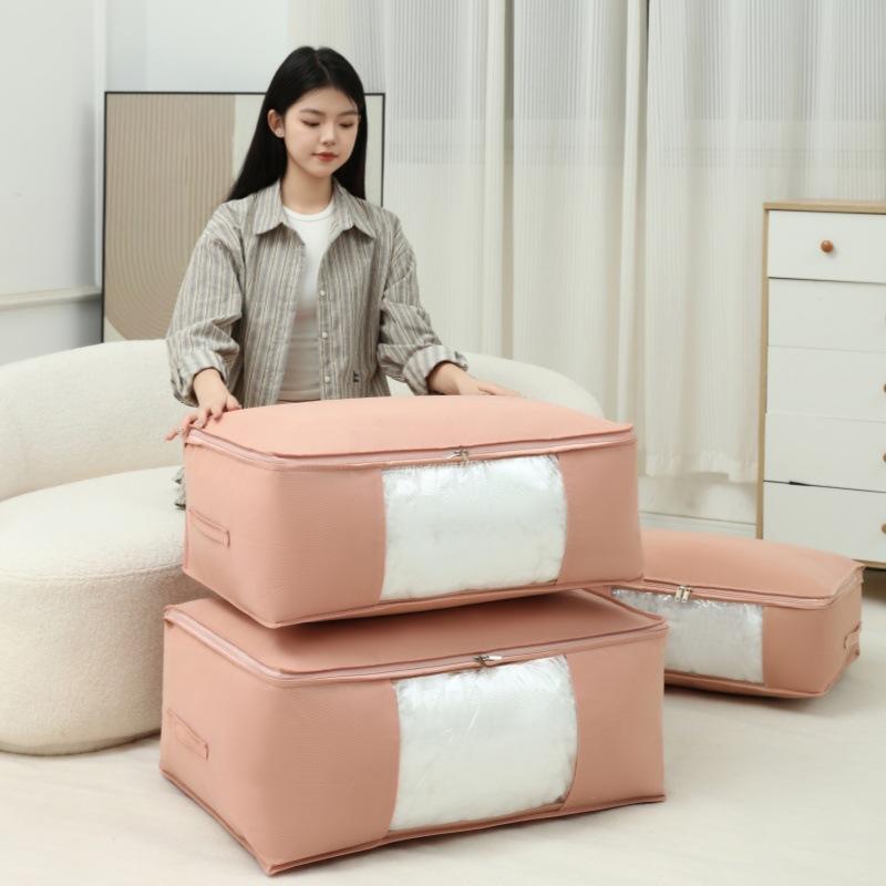 ・カテゴリ: 布団収納バッグ・形状: 立方体・素材: 不織布+PVC・機能: 防塵、防潮、収納・用途: 寝室・収納対象: 掛け布団、衣類・スタイル: モダンシンプル・カラー展開: ピンク、グレー・サイズ展開: 大53×38×17cm、特大6...