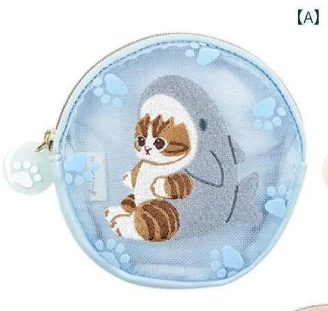 ・素材: PVC・スタイル: 爽やか可愛い・対象: 女性・カラー展開: サメ猫丸型ブルー、サメ猫丸型イエロー、サメ猫丸型ピンク・用途: 家庭収納・カテゴリ: コインケース