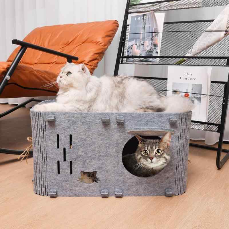 ・カテゴリ: 猫ちぐら・主な素材: フェルト・サイズ: 56.5*30.5*30cm・カラー展開: グレー・対象: 猫