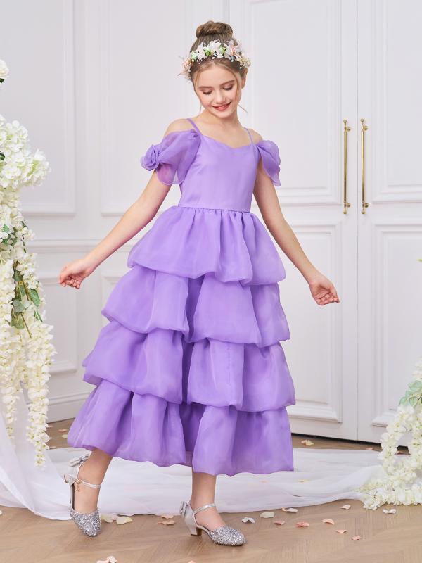・カテゴリ: 子供用ドレス・対象性別: 女児・デザイン特徴: プリンセス、チュール・生地名称: コットン混紡・表地素材: ポリエステル 65%・裏地素材: 綿 35%・安全基準: B類・カラー展開: パープル・サイズ展開: 130cm、14...