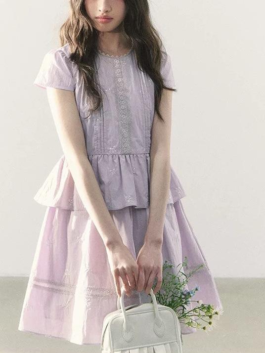 ・スタイル: 通勤風・主な素材: 綿・柄: 無地・スカート丈: ミニ丈・袖丈: 3分袖・袖型: レギュラースリーブ・カラー展開: パープル・サイズ展開: S、M、L・カテゴリ: カジュアルスーツ