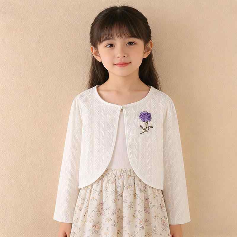 ・カテゴリ: 子供用ポンチョ・マント・スタイル: 韓国風・厚み: 薄手・性別: 女児・フード: フードなし・デザイン特徴: 田園風、可愛い、カーディガン、レース、プリンセス、トレンド・留め具の種類: 1つボタン・ライナー: ライナーなし・柄...
