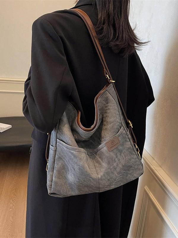 ・カラー展開: ブラック、グリーン、ブルー、カーキ・スタイル: クロスボーダー風・素材: PU・バッグの形状: トートバッグ・サイズ感: ミディアム・トレンド要素: ステッチ・裏地素材: ポリエステル・バッグの形状: 横型スクエア・開閉方式...
