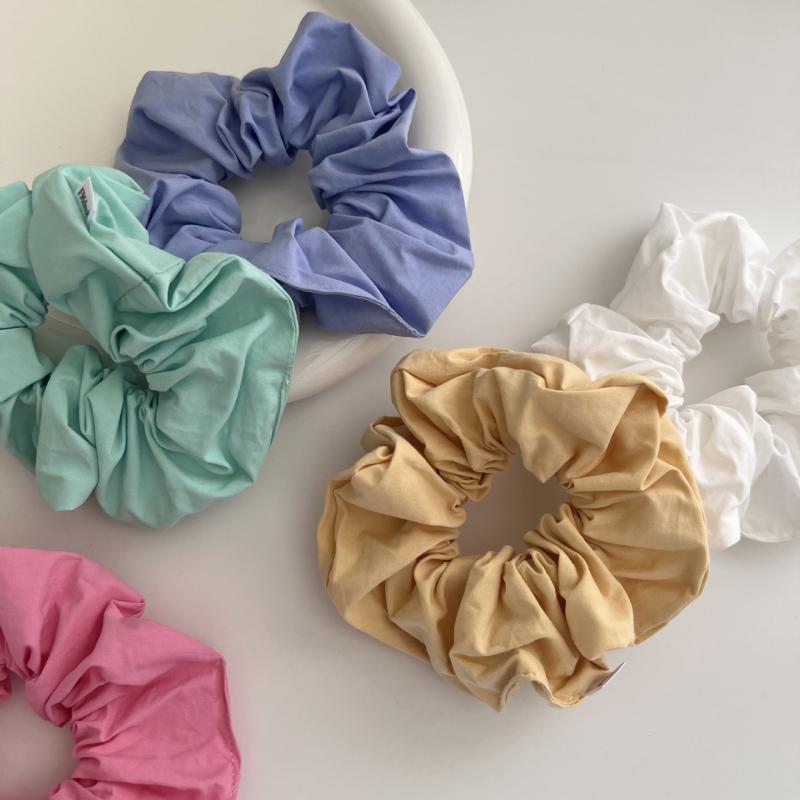 ・カテゴリ: ヘアゴム・素材: 布・加工: ハンドメイド・カラー展開: ピンク、ホワイト、イエロー、ミントグリーン、ブルー・デザイン: プリーツ・スタイル: 韓国風、フェミニン・特徴: 高伸縮性