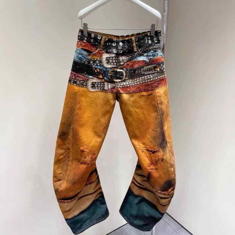 ・カテゴリ: デニムパンツ・スタイル: ストリートカジュアル・パンツタイプ: ワイドパンツ・パンツ丈: ロングパンツ・ウエスト: ミディアムウエスト・フロント仕様: ボタンフライ・生地の厚さ: 普通・対象: メンズ、ユース・主な素材: 綿 ...