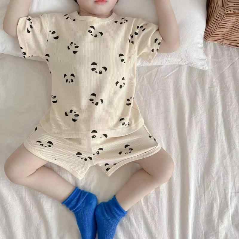 ・カテゴリ: 子供用ルームウェア・主な素材: 綿 ・対象性別: 男女兼用・スタイル: カジュアル・カラー展開: 新アイスシルクセット（アロー&スター）、新アイスシルクセット（パンダ）、新アイスシルクセット（ベア）・サイズ展開: 59cm、8...