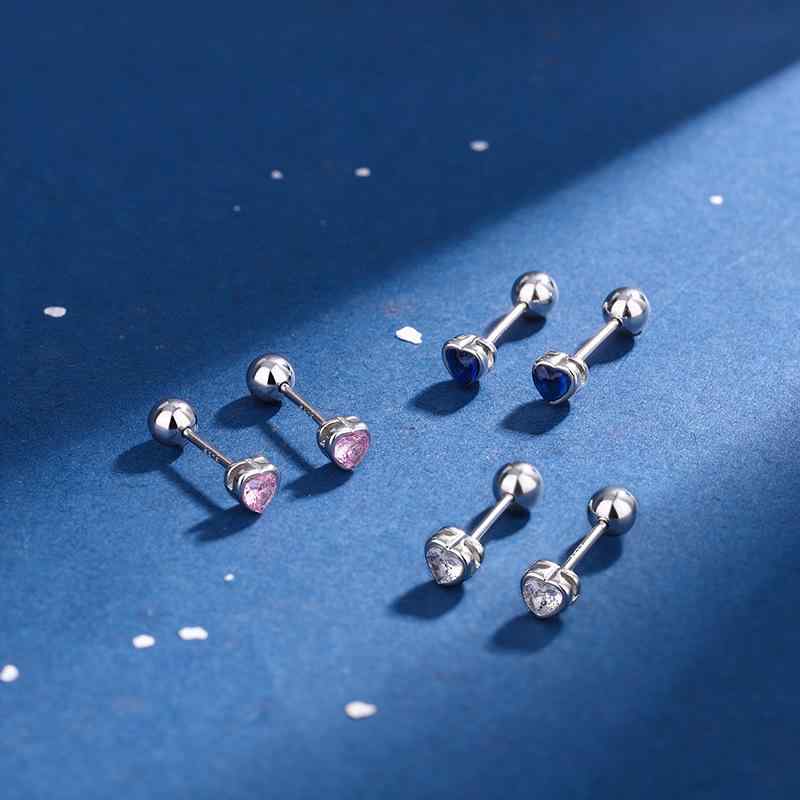 ・素材: 铜・処理技術: 模造ジルコンセッティング・デザイン: ハート型・カラー展開: ピンク、ホワイト、ブルー・スタイル: 清新、フェミニン・カテゴリ: ピアス・対象: レディース