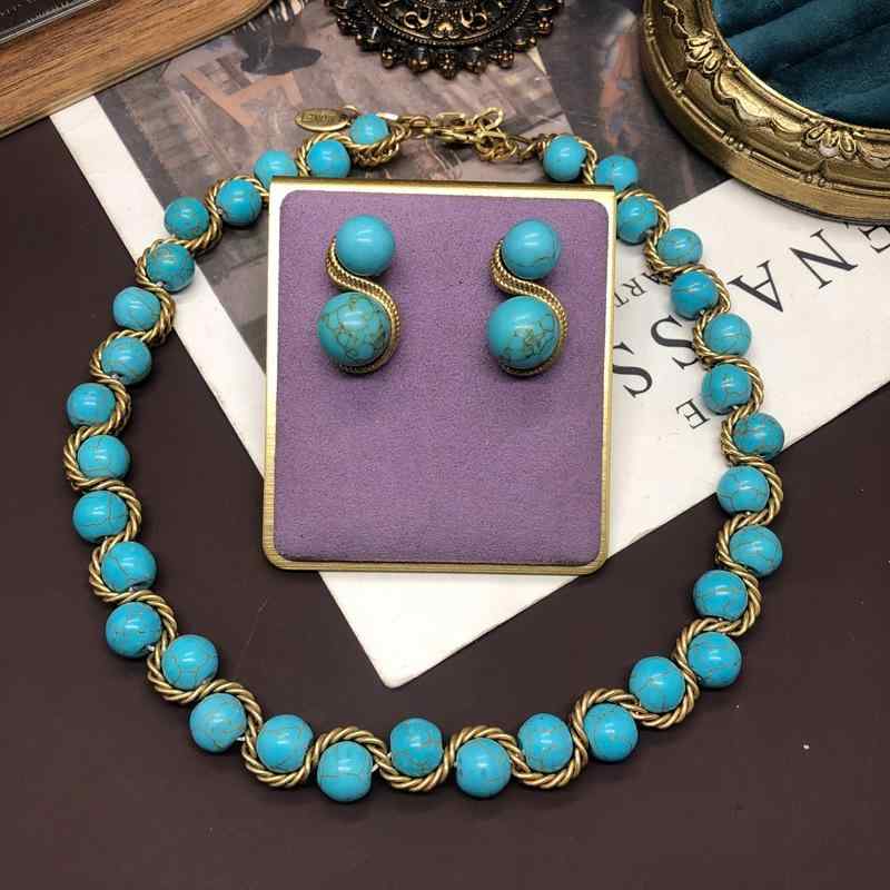 ・加工: メッキ・スタイル: ネックレス・ピアスセット・セット内容: 耳飾り、首飾り・デザイン: 葉、植物、花・カラー展開: グリーンターコイズ、ラピスラズリ、タイガーアイ、グリーンジェイド、ルビーインゾイサイト・テイスト: レトロ、ヴィン...