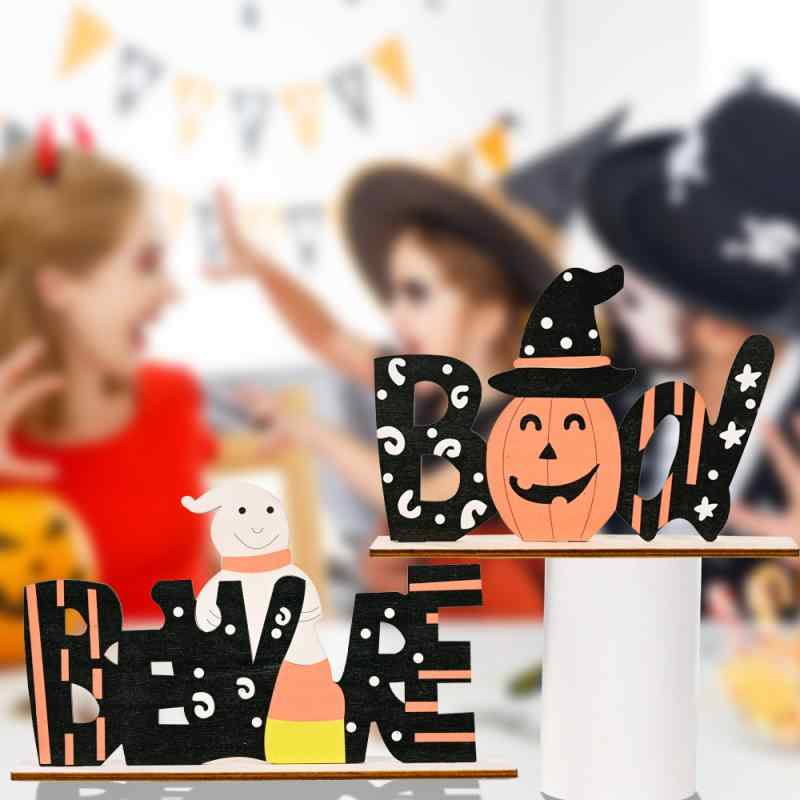 ・スタイル: 美式・カラー展開: 万圣木质摆件TRICK、万圣木质摆件BOO、万圣木质摆件BEWARE、万圣木质摆件HALLOWEEN
