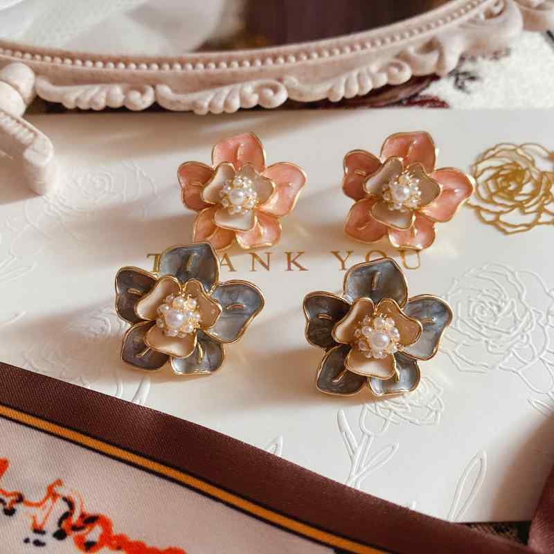 ・素材: 合金・加工方法: メッキ・デザイン: 花柄・カラー: ピンク・スタイル: レトロ・テイスト: フレッシュスイート・カテゴリ: ピアス・ピアス・対象: ユニセックス