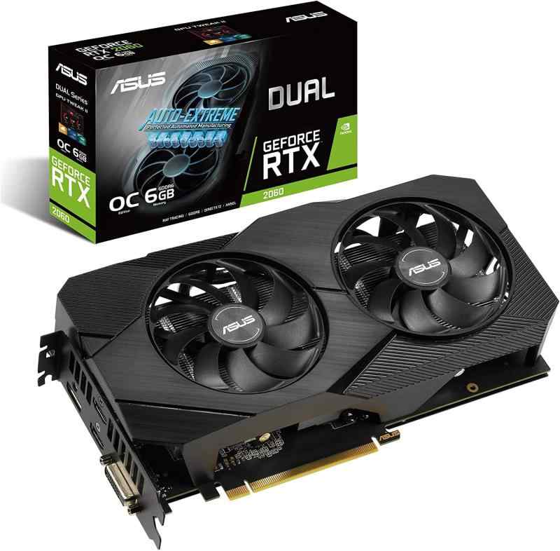 ASUS Dual GeForce RTX™2060 グラフィクスボード OC/6G/DDR6/2.5 slot (DUAL-RTX2060-O6G-EVO)グラフィックスエンジン:NVIDIA GeForce RTX2060Bus Sta...
