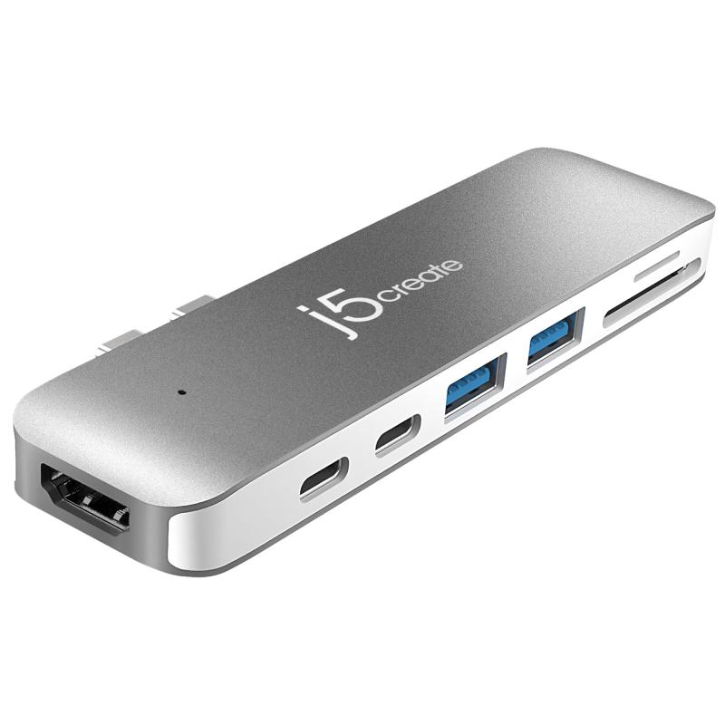 j5create 7 in 1 USB-C ハブ マルチポートアダプター, Type-C ドングル, 100W 充電, 4K HDMI, USB3.1 Type A x 2, SD/Micro SD ポート Thunderbolt 3ポート...