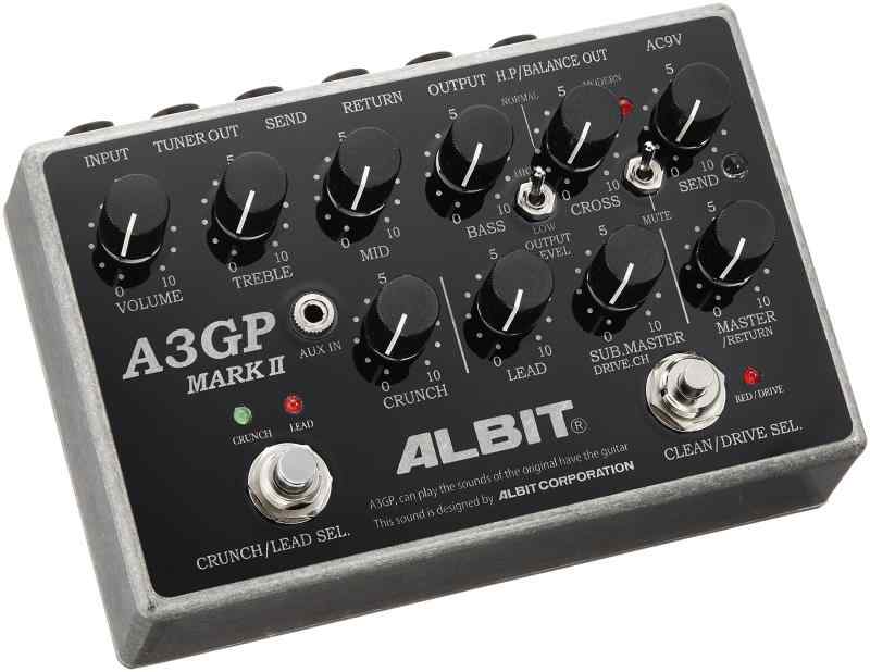 ALBIT GUITER PRE-AMP ギタープリアンプ A3GP MARKII電源:AC9V(付属専用アダプタ)コントロール:VOLUME・TREBLE・MID・BASS・CROSS・SEND・CRUNCH・LEAD・SUB.MASTE...