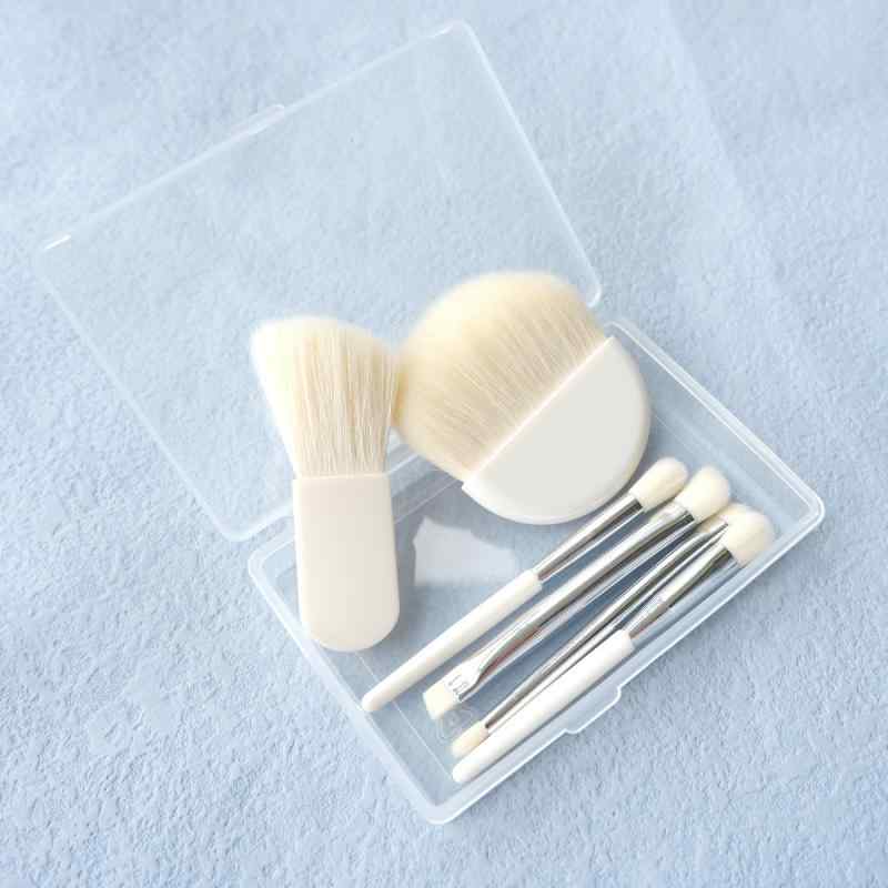 メイクブラシ セット 動物毛 羊毛 携帯用 ミニサイズ 短柄 アイシャドウブラシ ダブルヘッド ケース付き