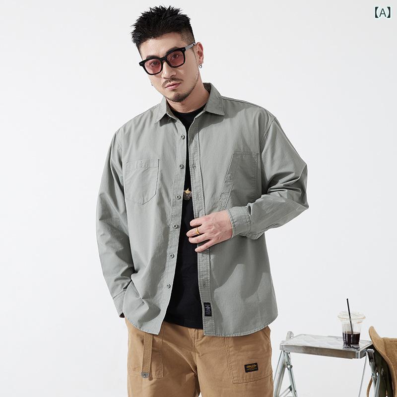 シャツ メンズ 男性用 長袖 春秋 格子柄 レトロ カジュアル ゆったり トップス 羽織り