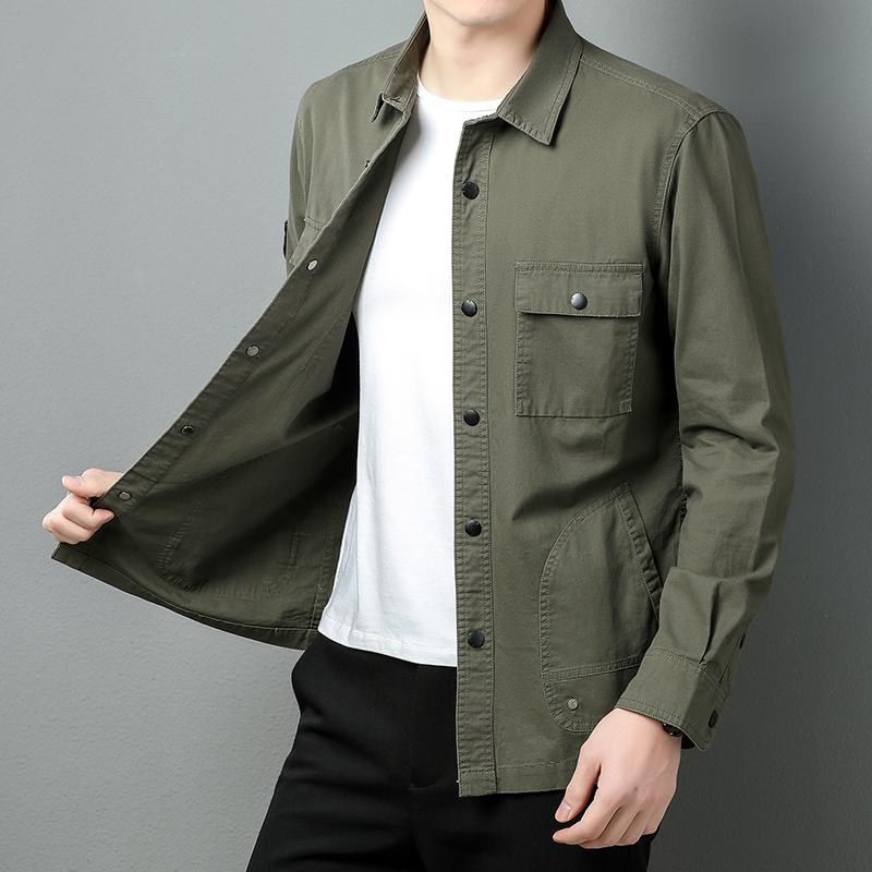 シャツ メンズ 男性用 トップス アウター 長袖 コットン ワークシャツ カジュアル ゆったり おしゃれ トレンド・スタイル: 潮・版型: 宽松型・领型: 翻领・袖丈: 長袖・柄: 纯色・厚薄: 普通・款式细节: 印花・适合人群: 青年・主...