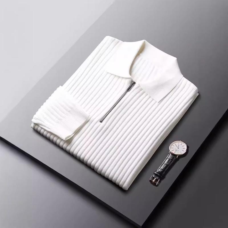 ニット メンズ 秋冬 男性用 セーター トップス ビジネス レトロ 襟付き プルオーバー 無地 ジッパー 長袖 あったか 防寒