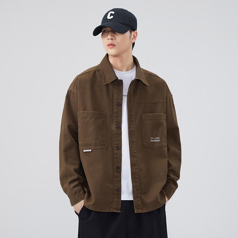 シャツ メンズ 男性用 長袖 シャツジャケット 秋物 ルーズフィット カジュアル トップス ワークシャツ