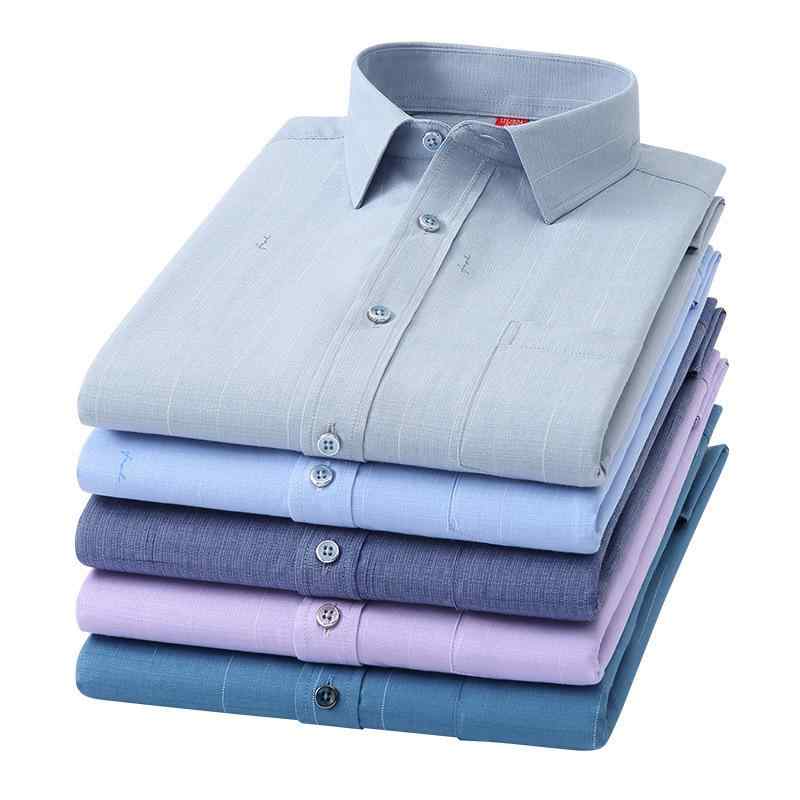 2シャツ メンズ 男性用 長袖 ビジネス カジュアル 開襟シャツ 綿 麻 ミドルエイジ 普段使い