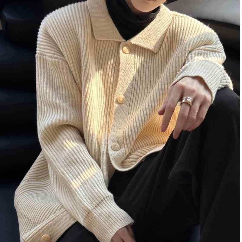 カーディガン メンズ 秋冬 ニット レトロ 柔らかい 短い丈 トップス 羽織り 長袖