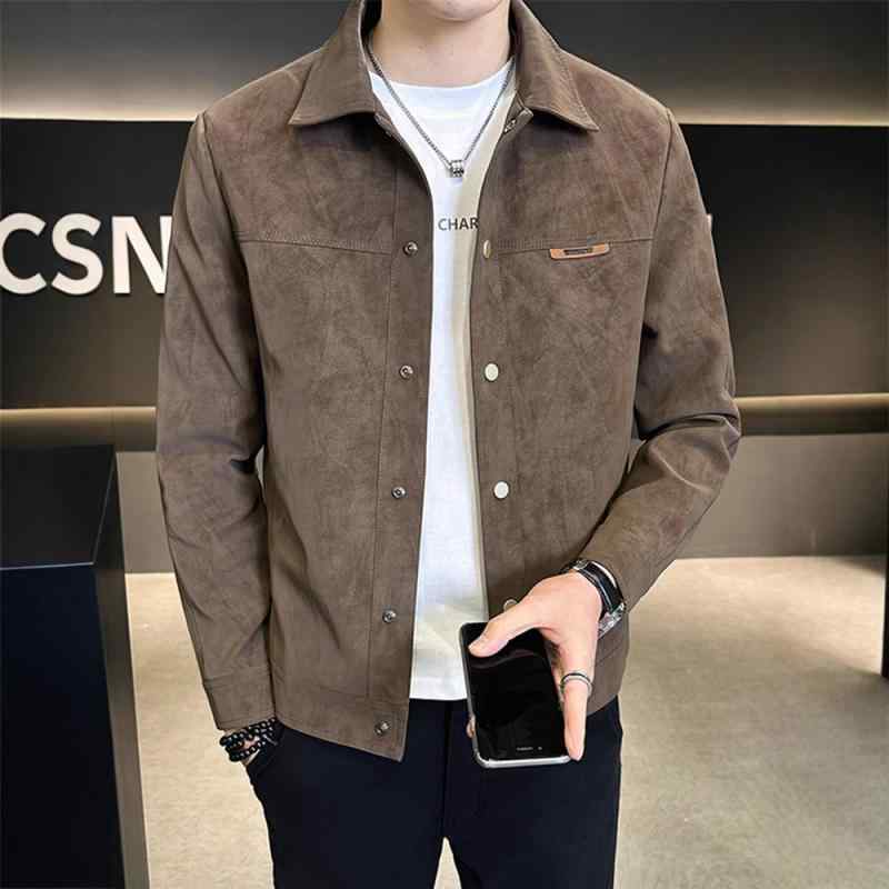 ジャケット 男性用 豪華感 襟付き スエード 春物 アウター スマート カジュアル スタイリッシュ