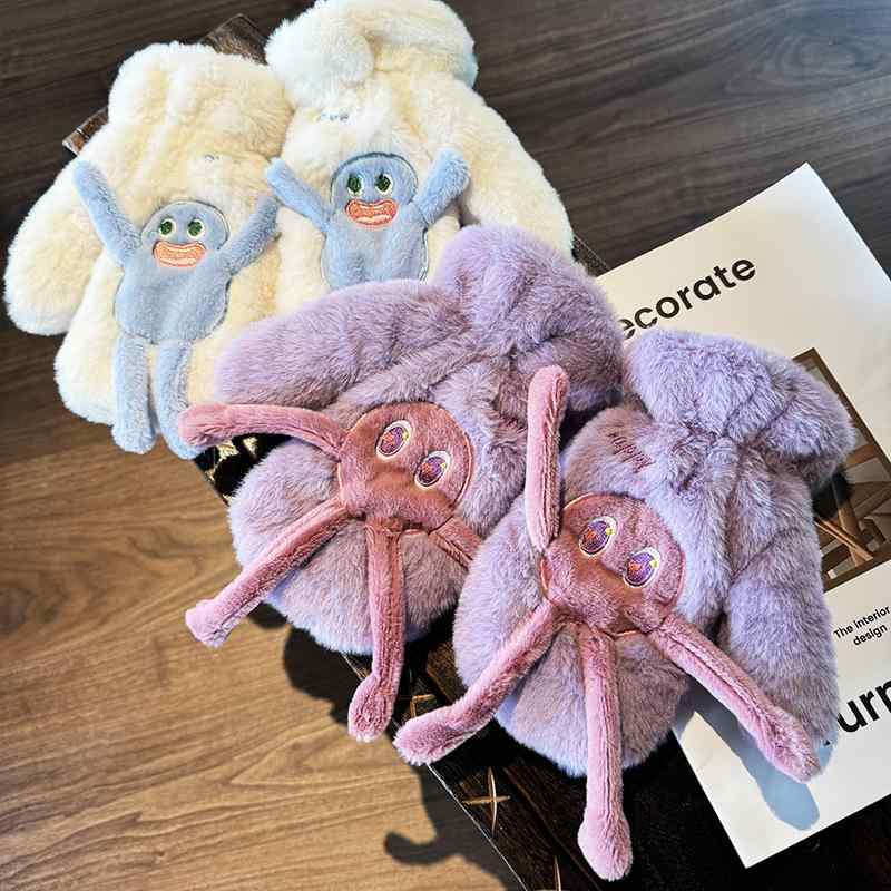 2手袋 レディース 学生 かわいい アヒル キャラクター グローブ 防寒 あったか 秋冬