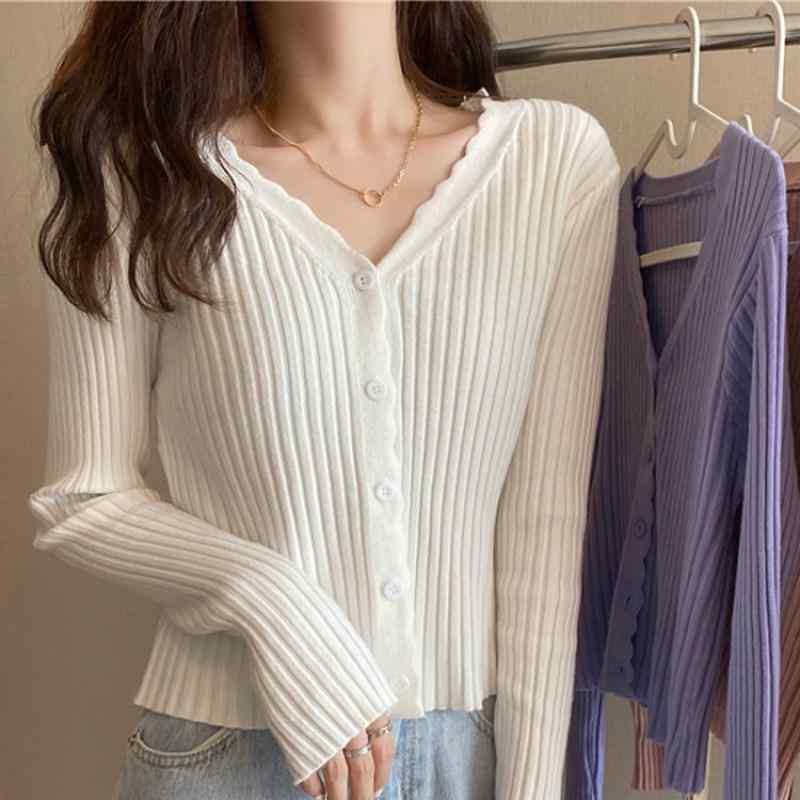 ニットカーディガン レディース 春秋 ニット トップス 長袖 ショート丈 Vネック ニット アウター アンダーウェア インナーウェア