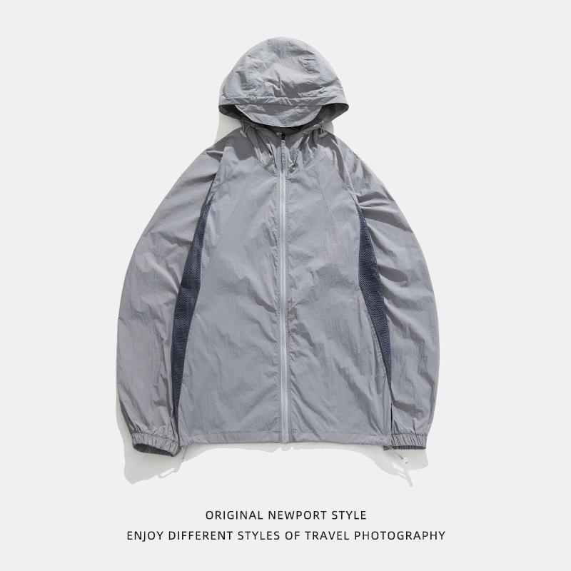 日焼け止め メンズ 春夏 薄手 接触冷感 紫外線対策 通気性 登山 釣り パーカー フード付き ラッシュガード アウトドア